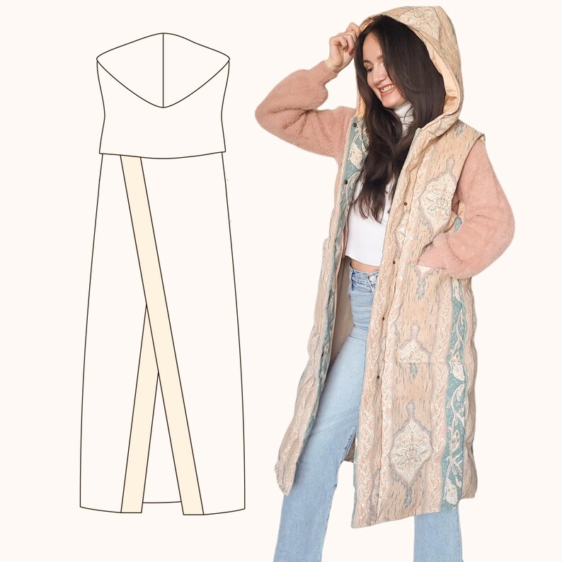 The Prim Puffer Gilet Sewing Pattern - Oversized Puffer Vest, Longline ...