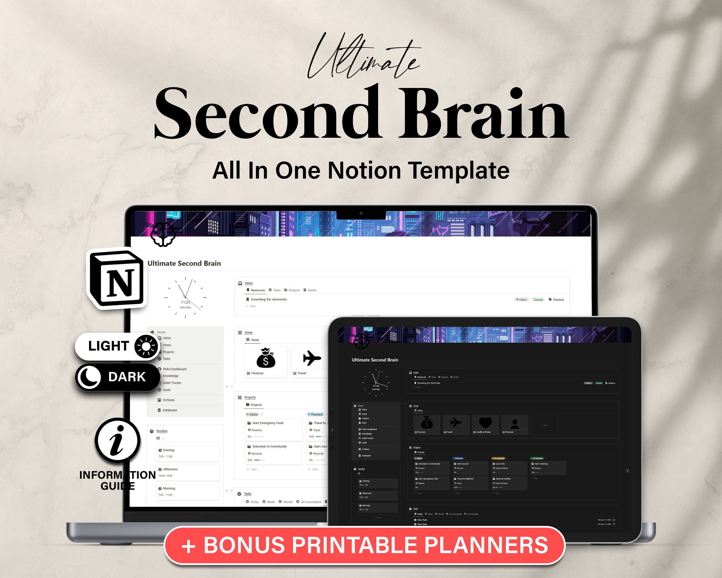 Notion Ultimate Second Brain Planner, Notion Life Planner, All in One ...