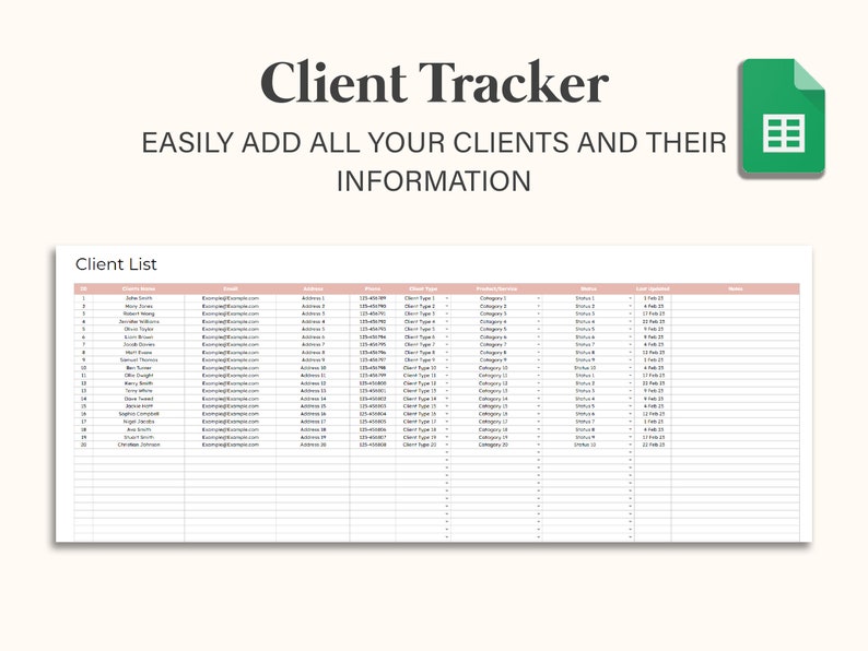 Client Tracker Spreadsheet Google Sheets, Client Management Business ...
