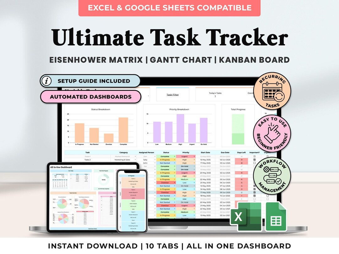 Task Tracker Spreadsheet Template Google Sheets to Do List Excel ...