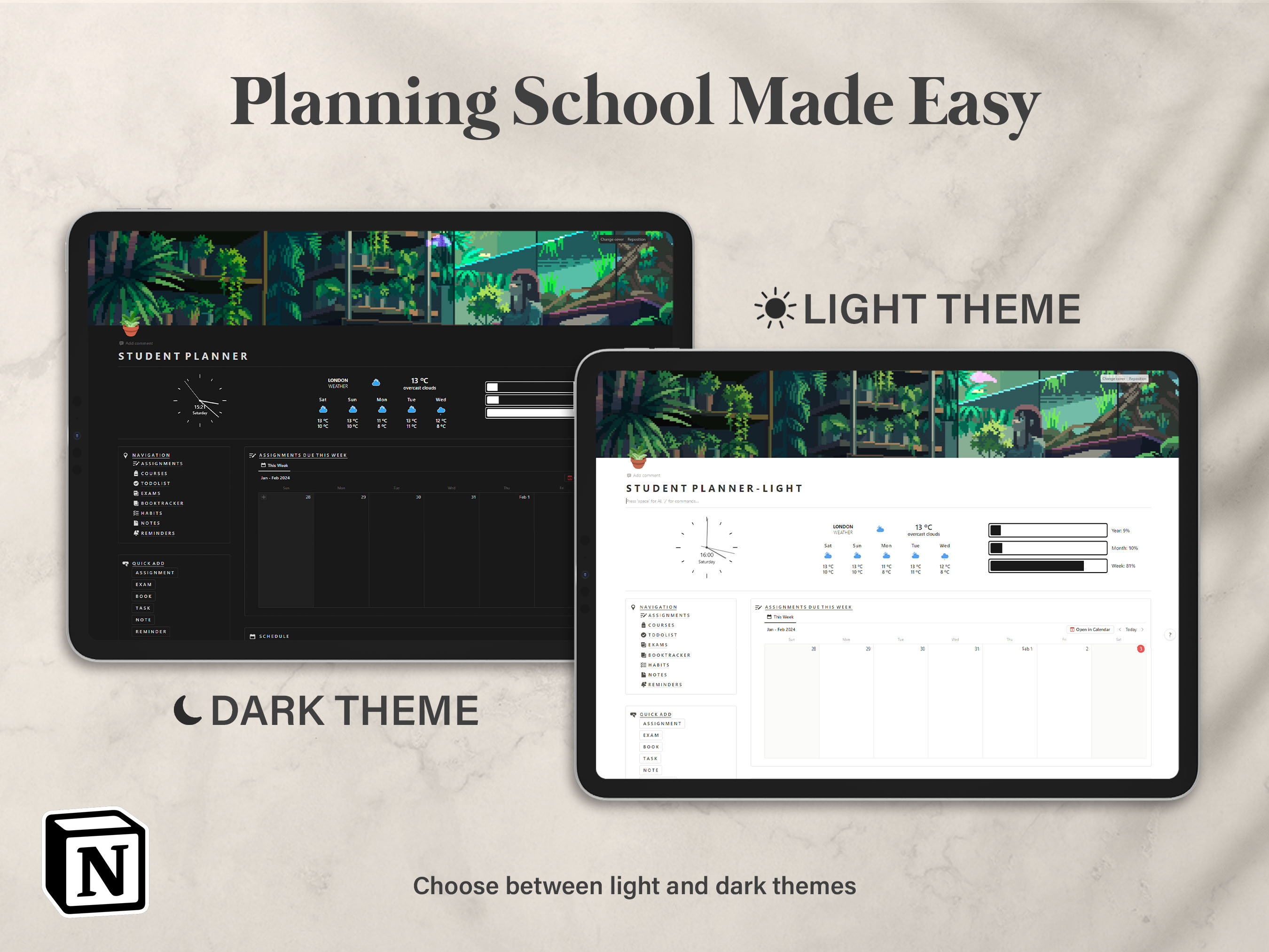 Student Notion Planner, Academic College Planner Notion, Life Planner ...
