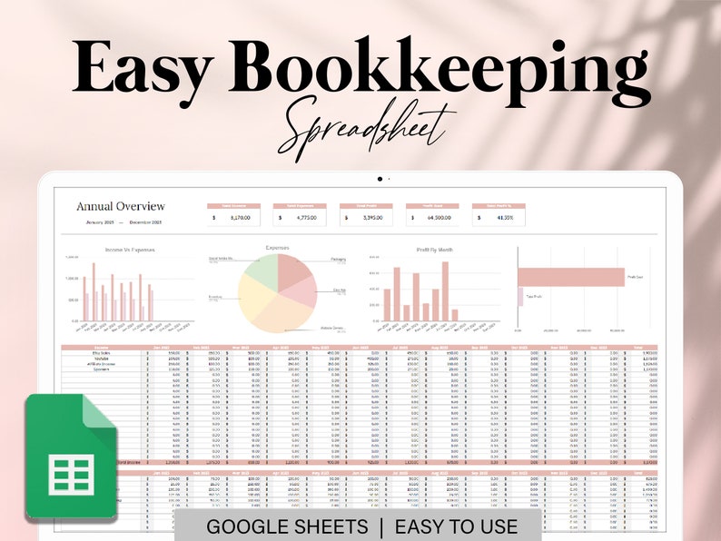 Small Business Bookkeeping Spreadsheet, Easy Bookkeeping Spreadsheet Google Sheets, Income and ...