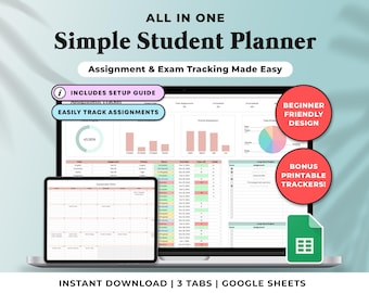 Assignment Tracker | School Spreadsheet | Google Sheets | Book Tracker | Task Spreadsheet ...