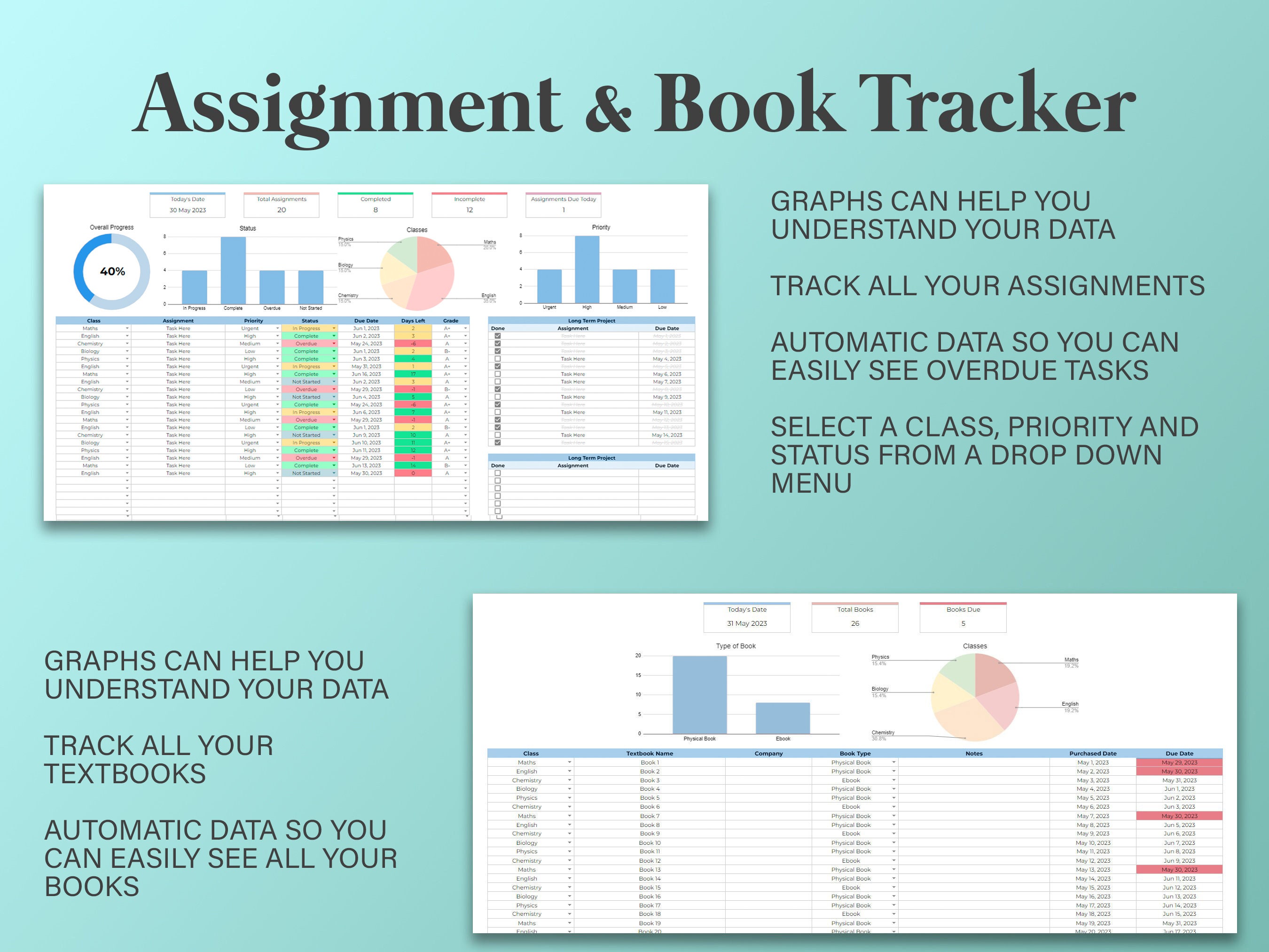 Ultimate School Planner Spreadsheet, Assignment Tracker Google Sheets ...