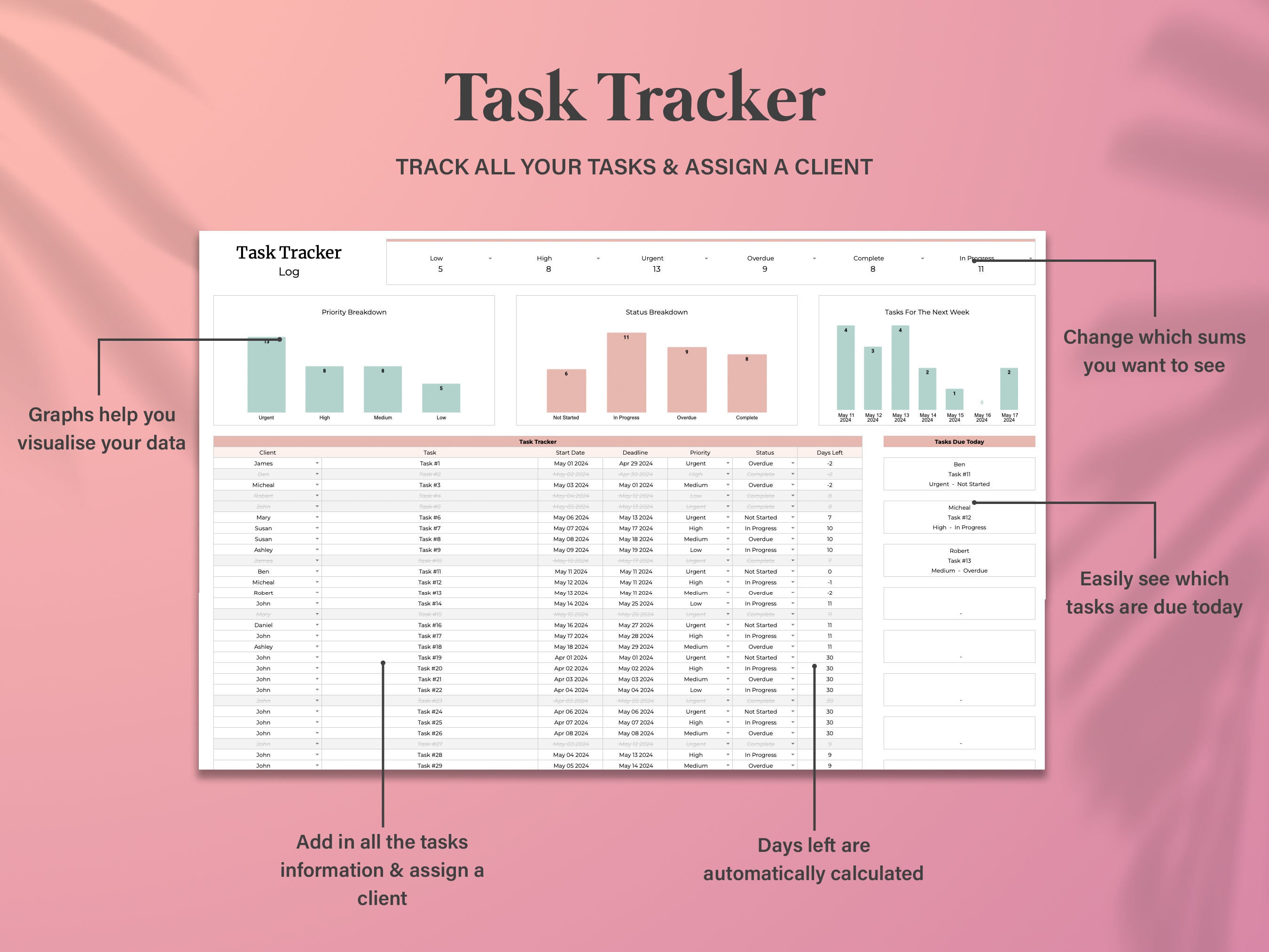 Client Tracker Spreadsheet for Small Businesses, Client Management ...