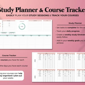 Academic Student Planner Spreadsheet, School Assignment Tracker Google Sheets, Excel College ...