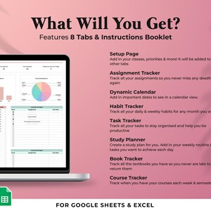 Academic Student Planner Spreadsheet, School Assignment Tracker Google ...