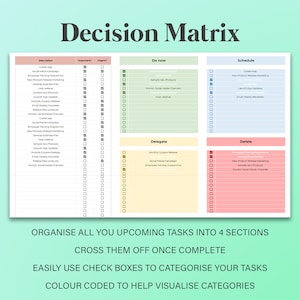 Decision Matrix Spreadsheet, Task Priority Tracker Google Sheets, Task ...