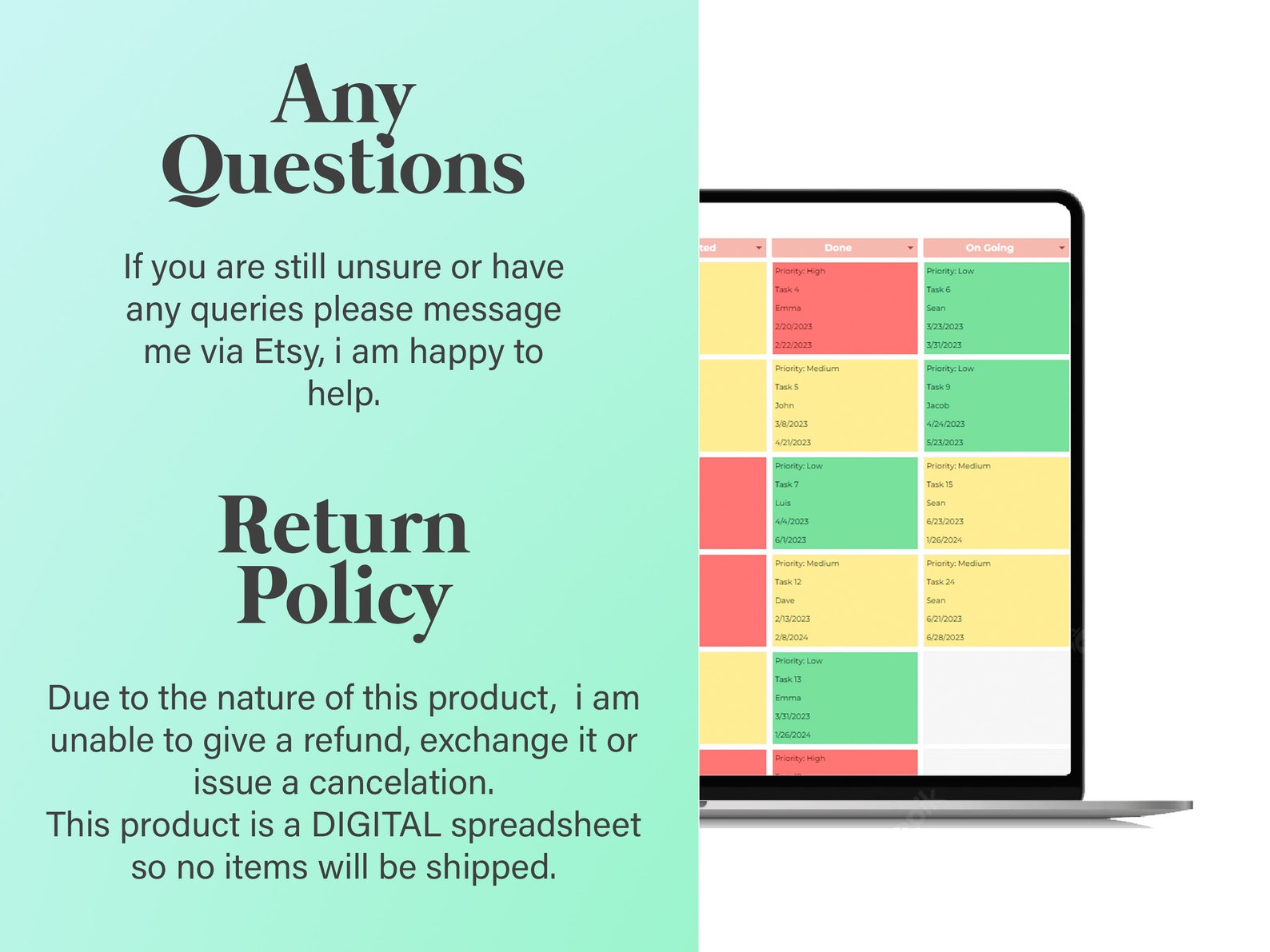 Kanban Board Google Sheets Template, Task Priority Matrix Spreadsheet ...