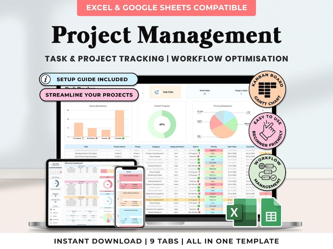Project Management Spreadsheet Template Google Sheets Team Project Task ...