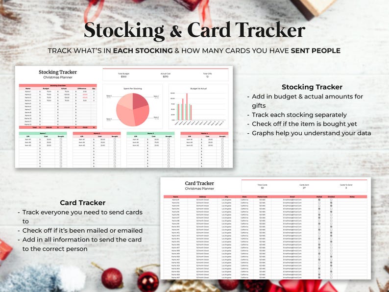 Christmas Planner Spreadsheet Google Sheets Budget Tracker Gift Tracker ...