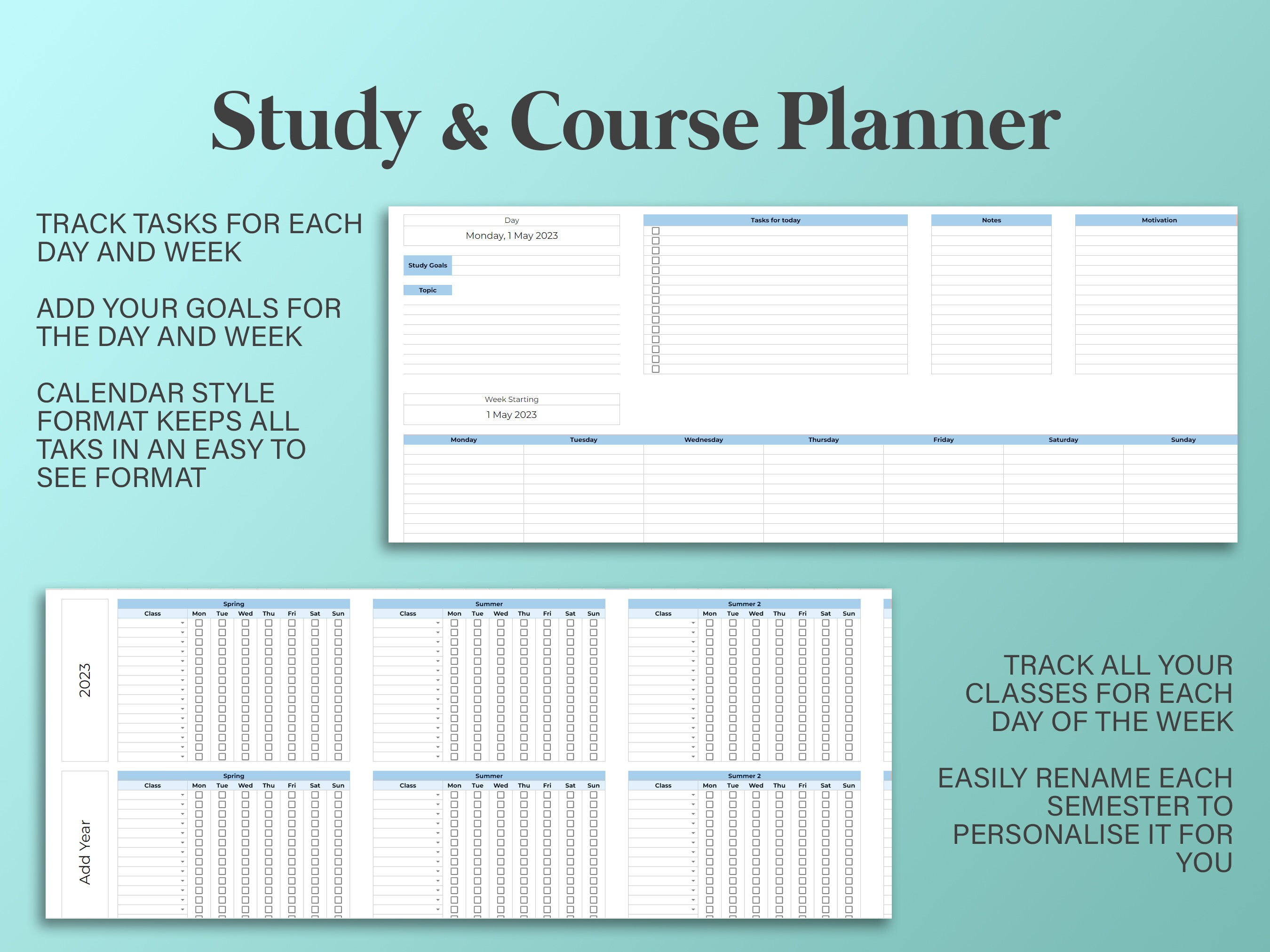 Ultimate School Planner Spreadsheet, Assignment Tracker Google Sheets ...