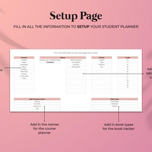 Academic Student Planner Spreadsheet, School Assignment Tracker Google ...