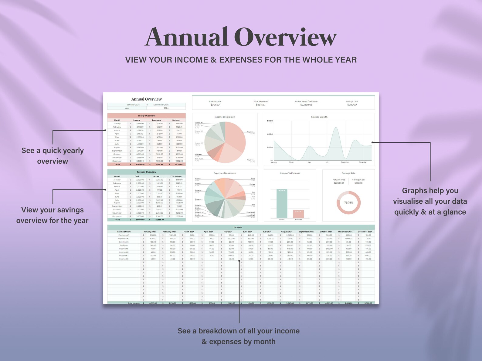 Income and Expense Tracker Google Sheets, Monthly Expense Tracker ...