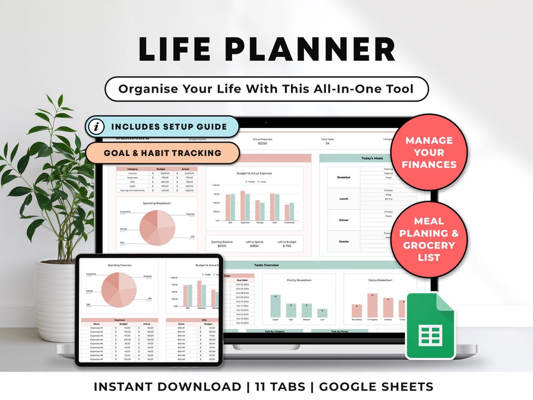 2025 Life Planner Google Sheets Budget Tracker to Do List Spreadsheet ...