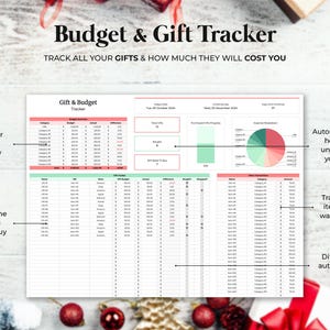 Christmas Planner Spreadsheet Google Sheets Budget Tracker Gift Tracker ...