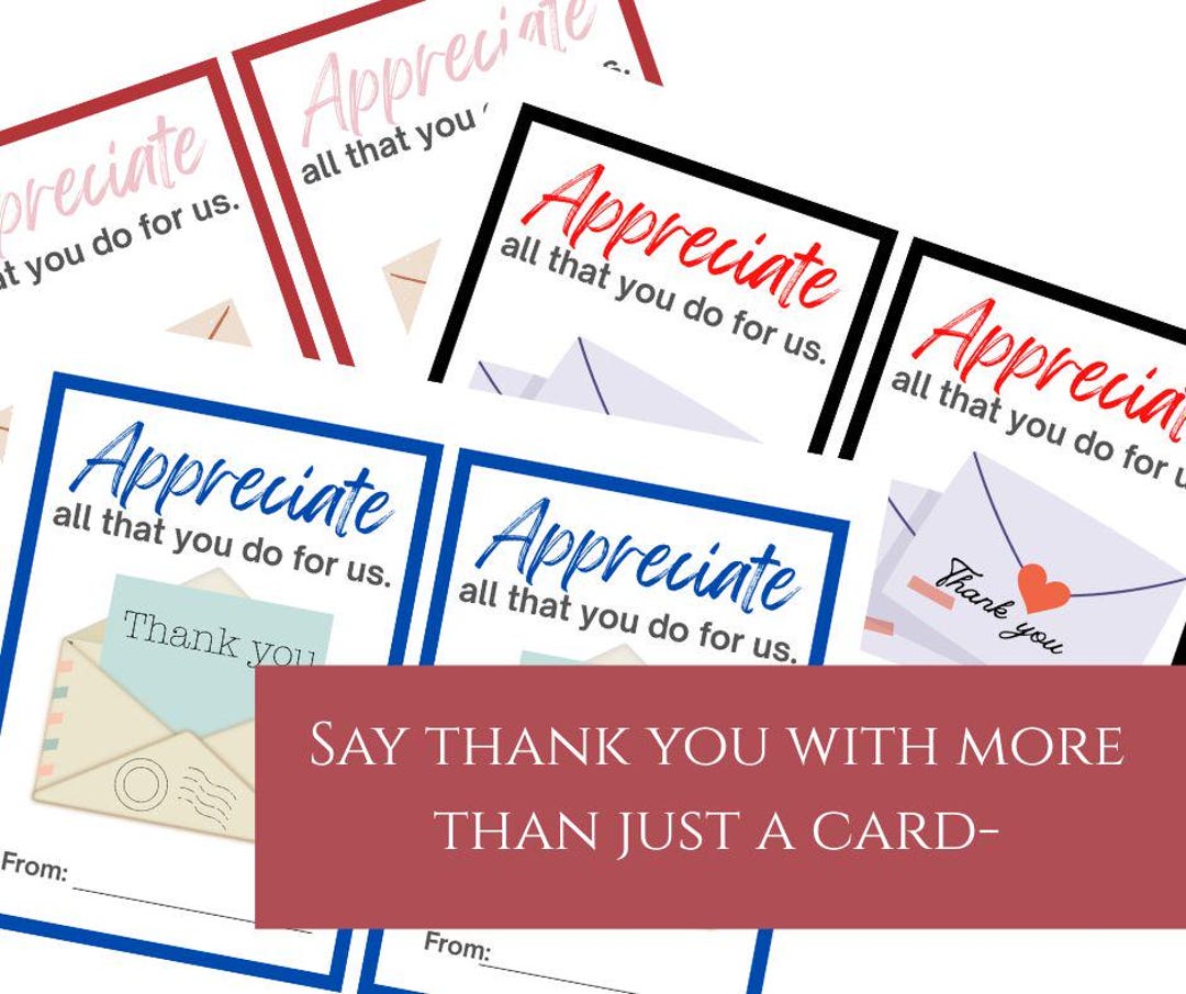 Gift Card Appreciation/thank You Card-digital File - Etsy