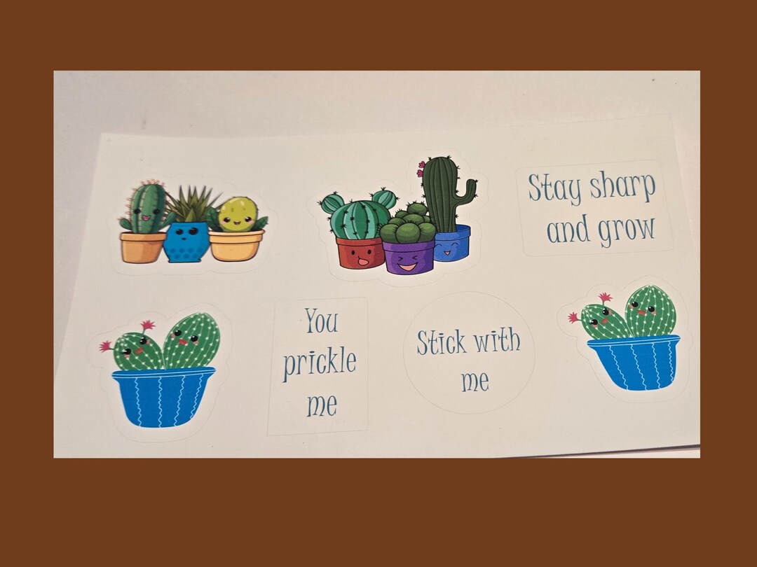 Cute Cactus Sticker Set - Etsy