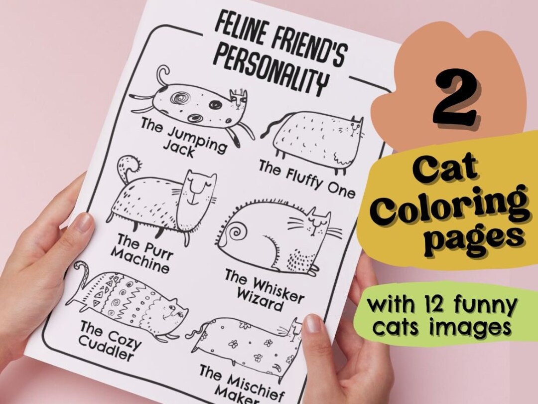 Funny Cat Emotion Coloring Pages 12 Kawaii Animal Coloring Sheet for ...