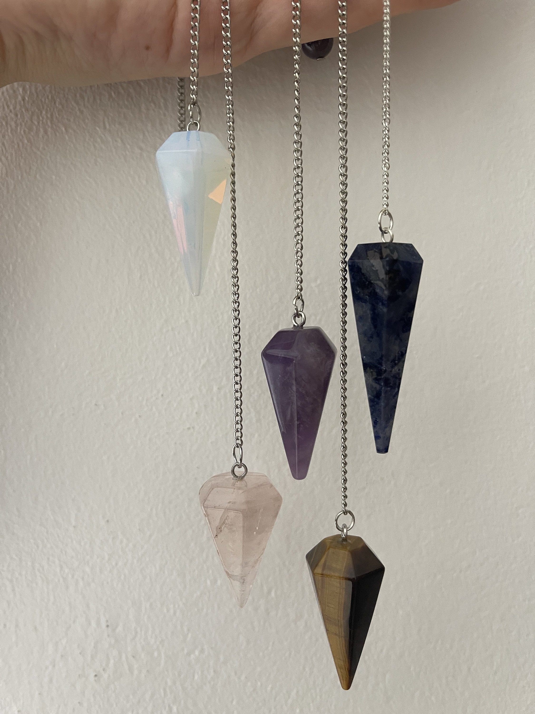 Divination Pendulum Gemstone Natural Beads Amethyst Tiger's Eye Rose ...