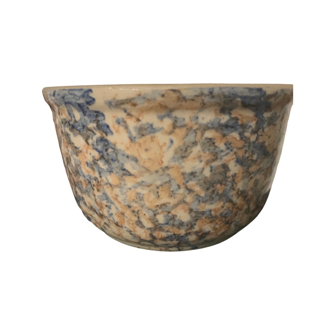 Vintage Spongeware Red Wing Pottery Bowl - Etsy