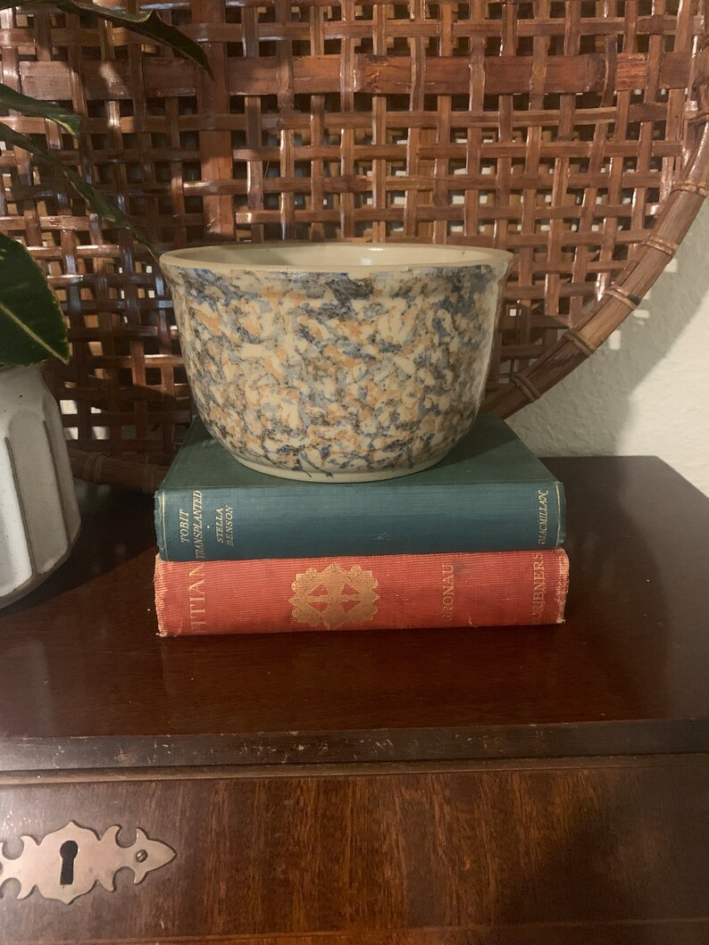 Vintage Spongeware Red Wing Pottery Bowl - Etsy