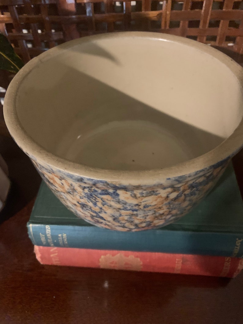 Vintage Spongeware Red Wing Pottery Bowl - Etsy