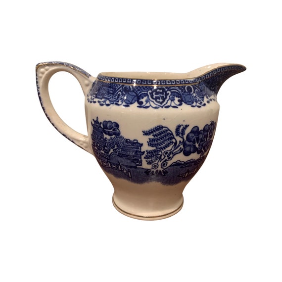 Beautiful Vintage Willow Ware Creamer With Gold Trim Made in - Etsy