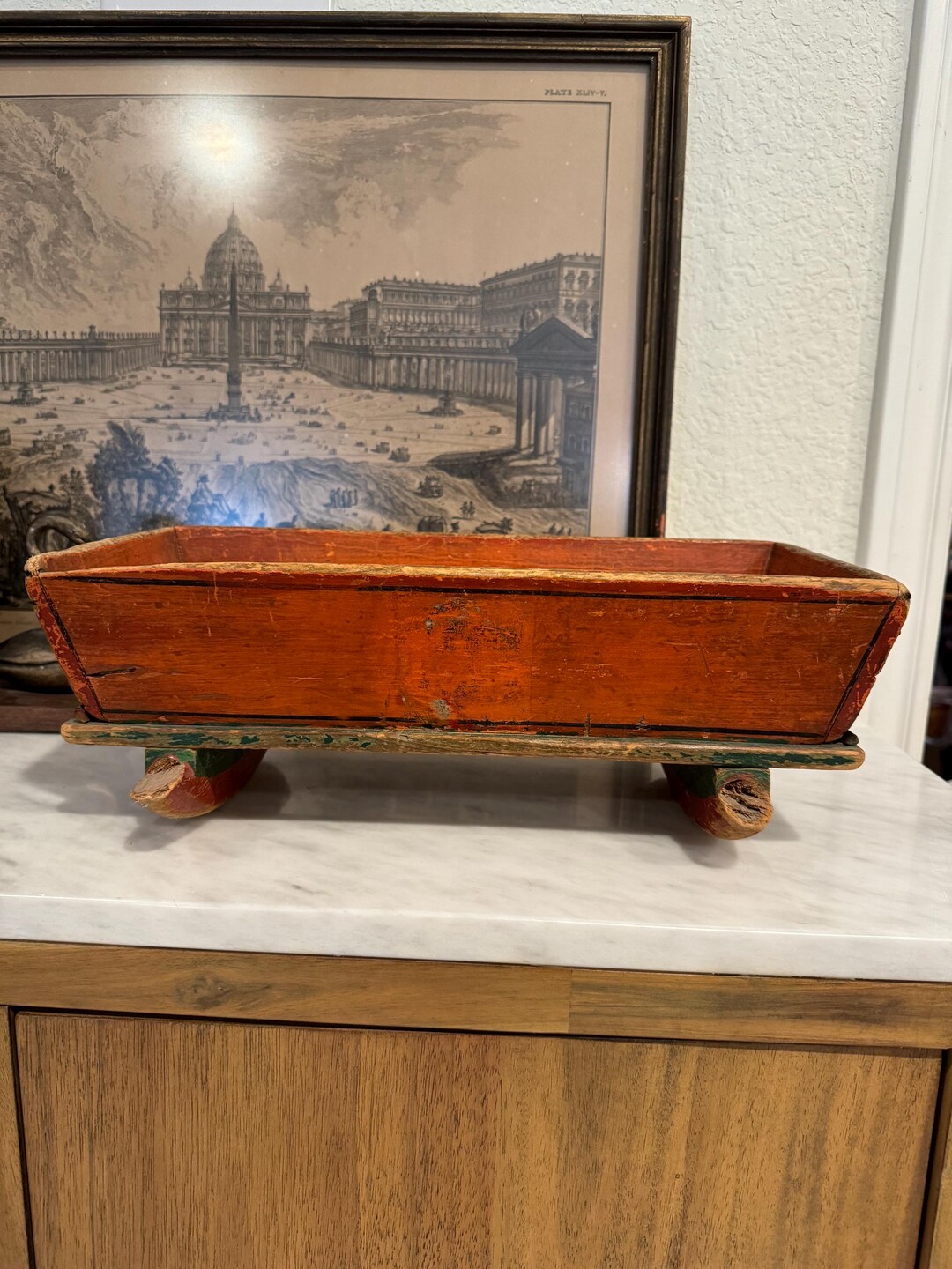 Antique C. 19th Century Handmade and Handpainted Cradle/doll Cradle ...