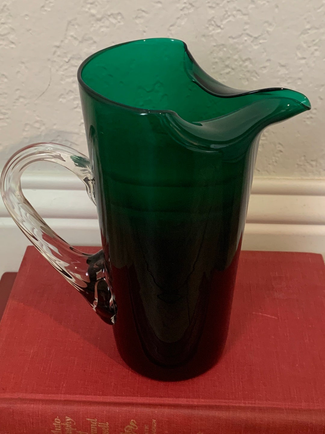 Mid Century Modern MCM Brilliant Emerald Green Glass Pitcher - Etsy