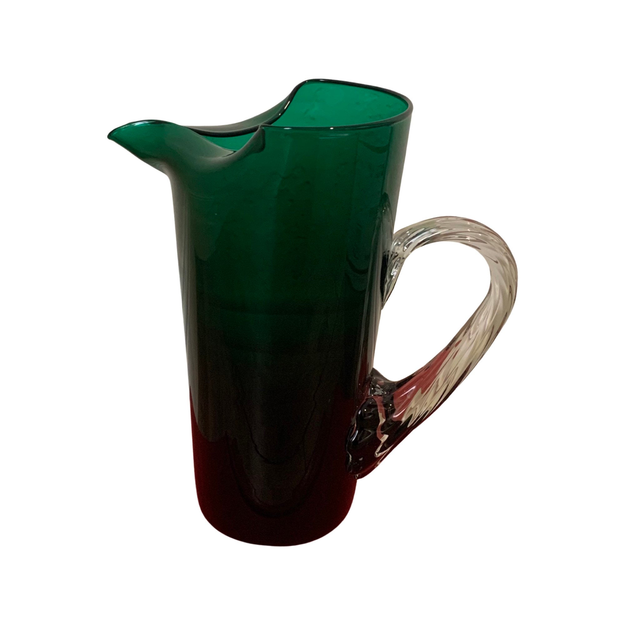 Mid Century Modern MCM Brilliant Emerald Green Glass Pitcher - Etsy
