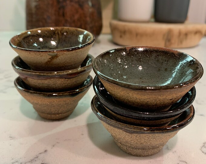 Gorgeous Set of Six Handmade Mini Ceramic Bowls, Soy Sauce, Ring Dish ...