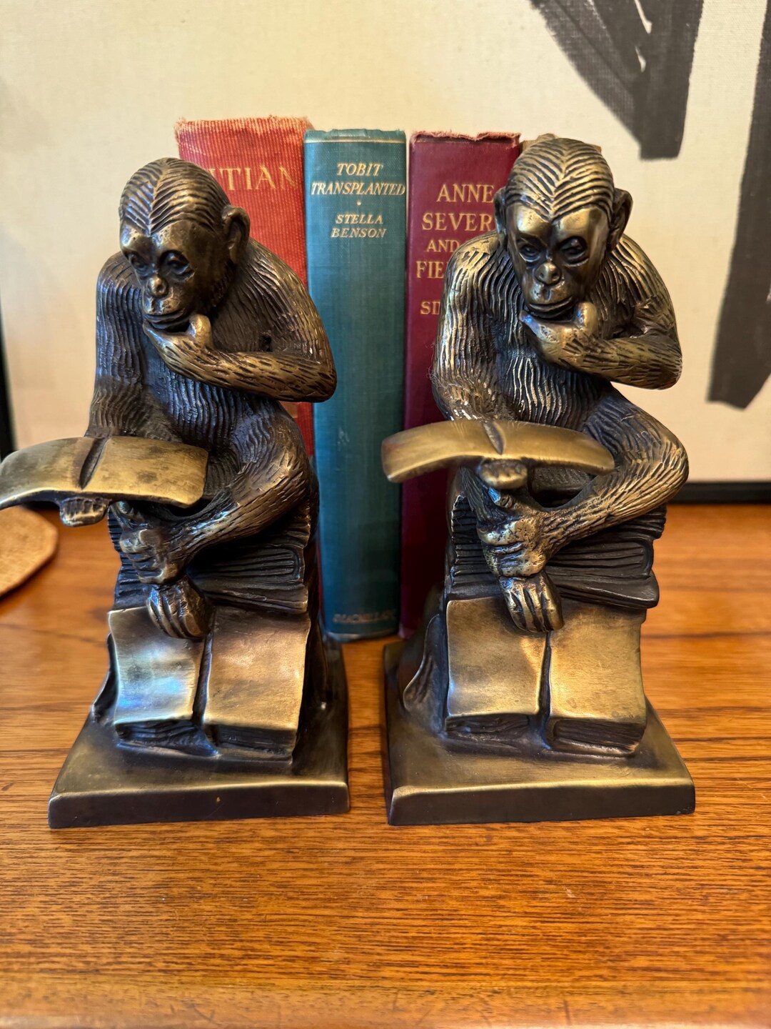 Rare Pair Vintage Bronze Art Deco Monkey Bookends - Etsy