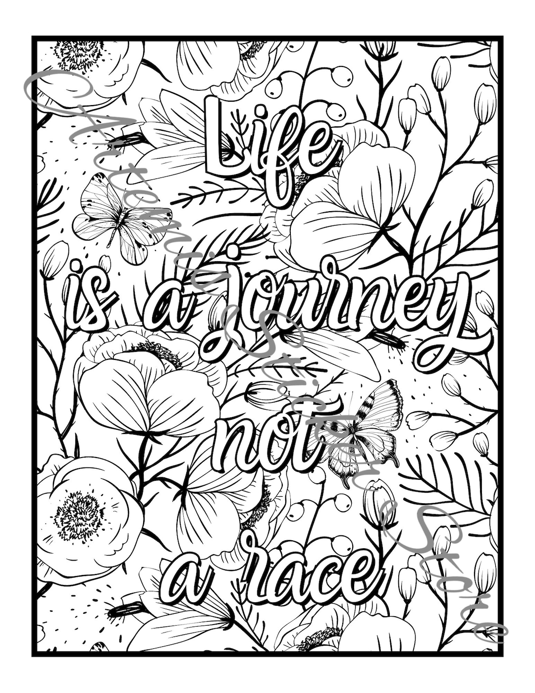 Motivational Quote Coloring Page "life is a Journey Not a Race" - Etsy