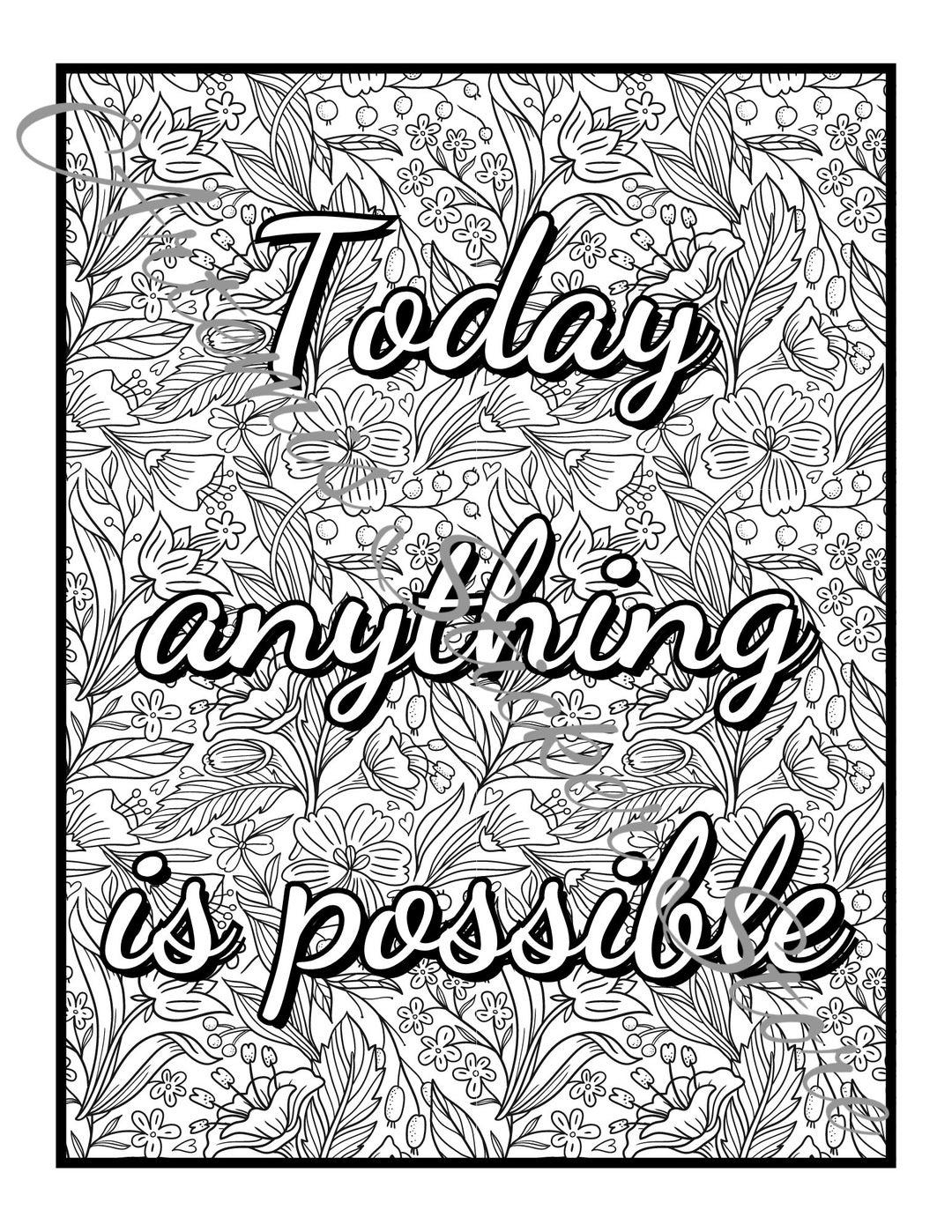 Motivational Quote Coloring Page "today Anything is Possible" - Etsy
