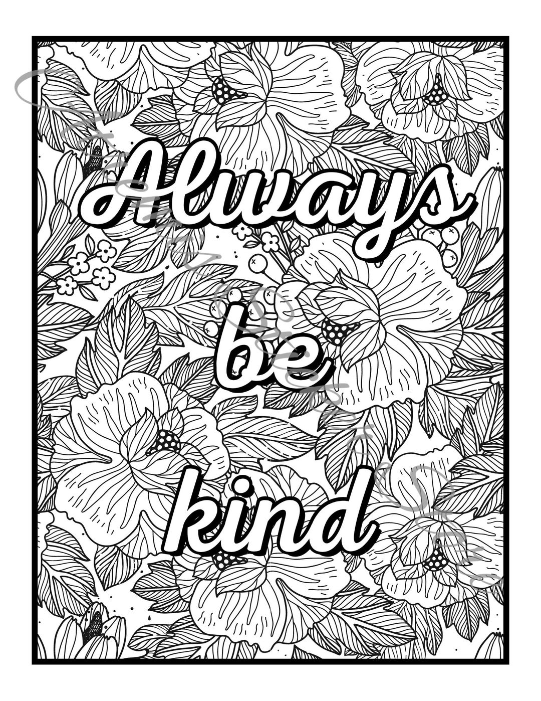 Motivational Quote Coloring Page "always Be Kind" - Etsy