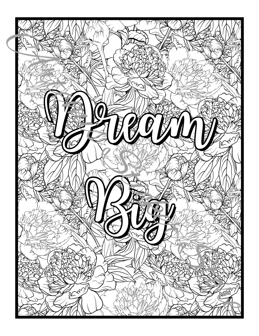 Motivational Quote Coloring Page "dream Big" - Etsy