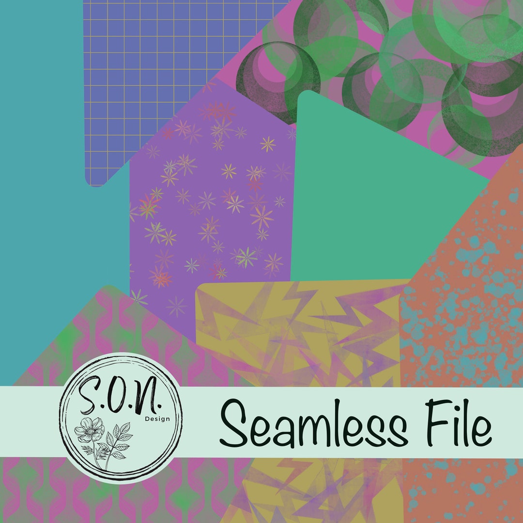 Vibrant, Neon, Electric, Rave, Patchwork, Seamless, Digital - Etsy