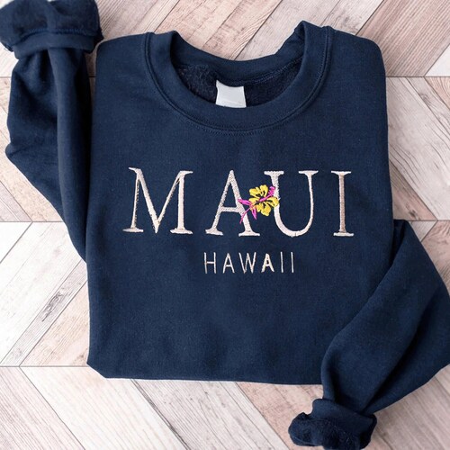 Hawaii Embroidered Sweatshirt Hawaii Crewneck Hawaii - Etsy