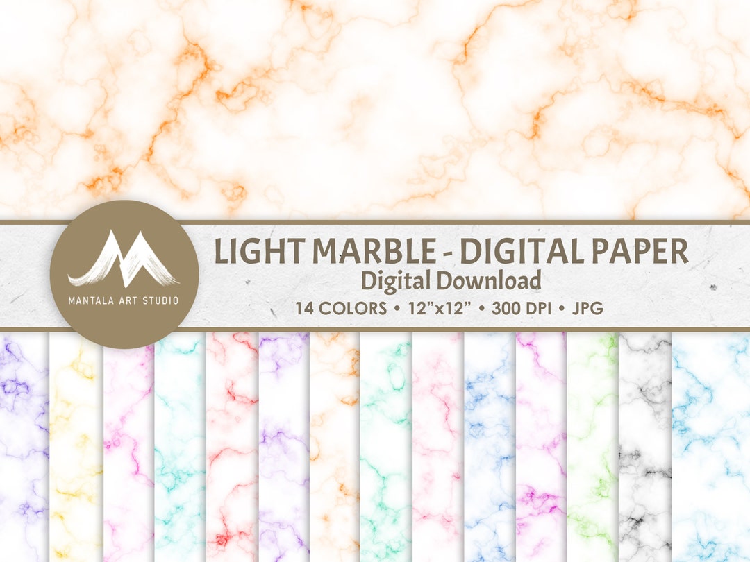 Light Marble Digital Paper Textures Bundle, Abstract Graphic Design ...