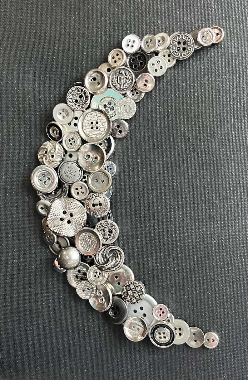 Metallic Crescent Moon Button Art - Etsy