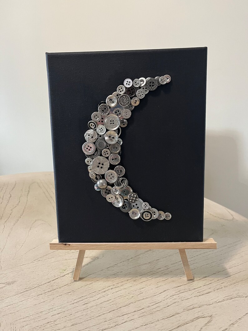 Metallic Crescent Moon Button Art - Etsy
