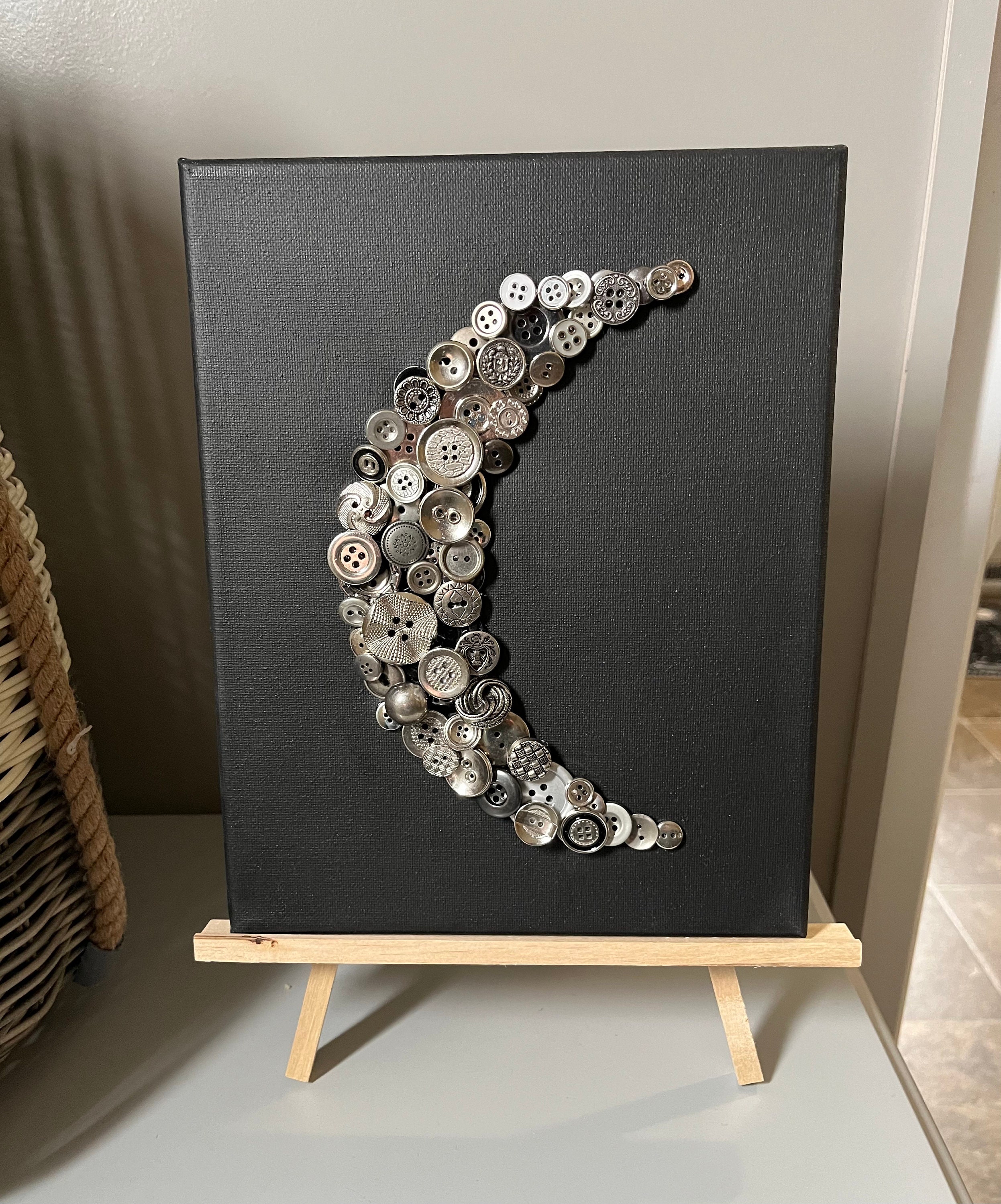 Metallic Crescent Moon Button Art - Etsy