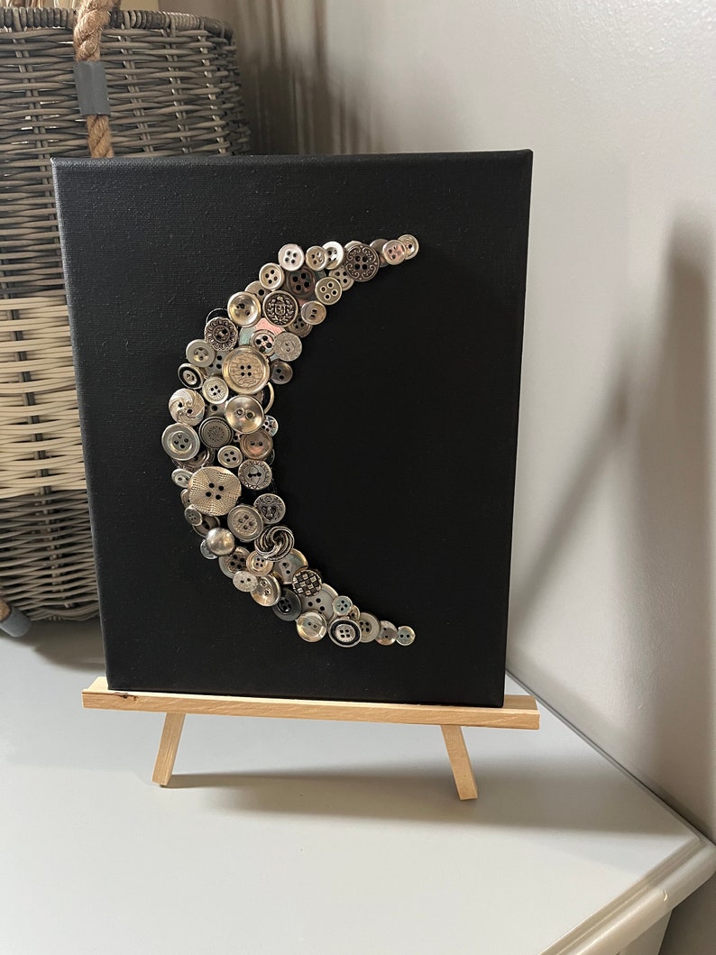 Metallic Crescent Moon Button Art - Etsy