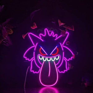 Gastly Neon Sign LED Pokémon Anime, Wall Art, Trendy Neon Sign, Light ...