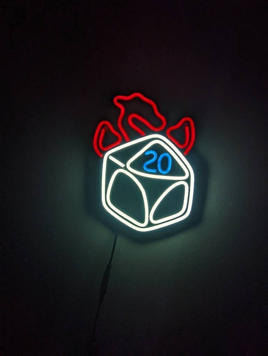 Dragon D20 Dnd Neon Sign LED, Wall Art, Trendy Neon Sign, Light Sign - Etsy
