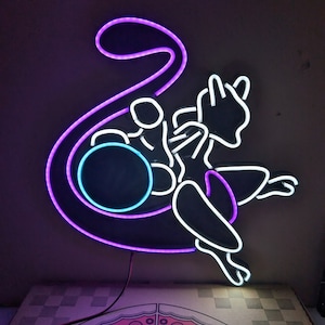 Mewtwo pokemon Anime Neon Sign LED, Pokemon Wall Art, Trendy Neon Sign ...