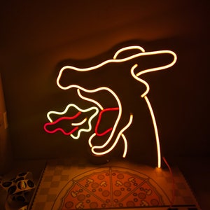Charizard pokemon Anime Neon Sign LED, Wall Art, Trendy Neon Sign ...