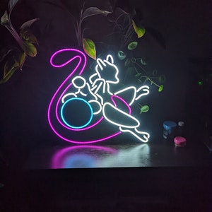 Mewtwo pokemon Anime Neon Sign LED, Pokemon Wall Art, Trendy Neon Sign ...