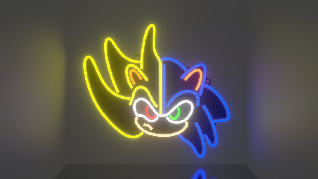 Super Sonic Neon Sign LED Anime, Sonic the Hedgehog Wall Art, Trendy ...